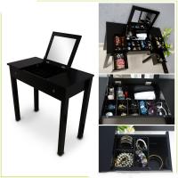 China Black Solid Wood Material Large Capacity Wooden Mirror Table For Bedroom for sale
