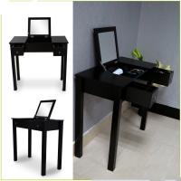 China Black Solid Wood Material Large Capacity Wooden Mirror Table For Bedroom for sale