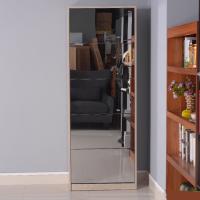 China Wooden Simple Brown Mirror Shoe Rack Cabinet For Apartment And Storage room for sale