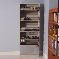 China Wooden Simple Brown Mirror Shoe Rack Cabinet For Apartment And Storage room for sale