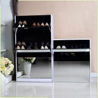 China 40 Pairs 15mm MDF Wood 185cm Mirrored Shoe Cabinet for sale