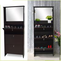 China Living Room 28KG Melamine MDF Mirrored Shoe Cabinet With Hooks for sale