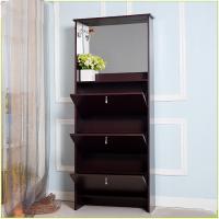 China Living Room 28KG Melamine MDF Mirrored Shoe Cabinet With Hooks for sale