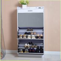 China Solid Wood 27 pairs 1.2M MDF Veneer Mirrored Shoe Cabinet for sale