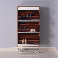 China Three Layer Reversible 25 Pairs MDF Shoe Wooden Cabinet for sale