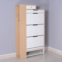 China Three Drawers 59inch 40 Pairs Khaki Wood Shoe Storage Cabinet for sale