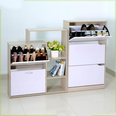 China KD package Drawable 93cm Oak Wooden Shoe Rack Cabinet for sale