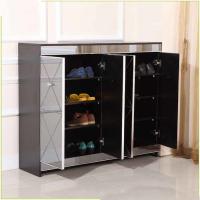 China Melamine MDF Diamond Cut 100cm Mirrored Shoe Cabinet for sale