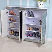 China Melamine MDF Diamond Cut 100cm Mirrored Shoe Cabinet for sale