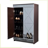 China Living Room Brown 4 Tier 39.4inch Mirrored Shoe Cabinet for sale