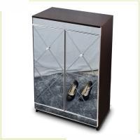 China Living Room Brown 4 Tier 39.4inch Mirrored Shoe Cabinet for sale