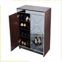 China Living Room Brown 4 Tier 39.4inch Mirrored Shoe Cabinet for sale