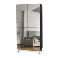 China Black Melamine MDF 8 Layer Nordic Mirrored Shoe Cabinet for sale