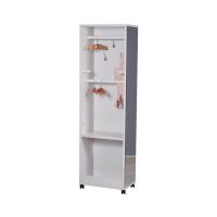 China Multipurpose Wooden Clothes Cabinet MDF Universal Wheel With Adjustable Shelves for sale