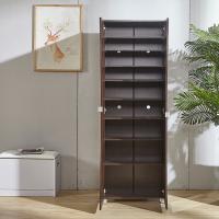 China KD Package Brown 8pcs Panel Melamine MDF Shoe Storage Cabinet for sale