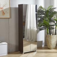 China KD Package Brown 8pcs Panel Melamine MDF Shoe Storage Cabinet for sale