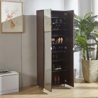 China KD Package Brown 8pcs Panel Melamine MDF Shoe Storage Cabinet for sale