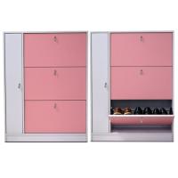 China Pink Umbrella Storage Adjustable MDF Mirrored Shoe Cabinet for sale