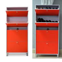 China KD Packaging 23KG Red Wooden 4 drawers Mirrored Shoe Cabinet for sale