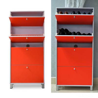 China KD Packaging 23KG Red Wooden 4 drawers Mirrored Shoe Cabinet for sale