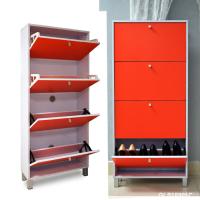China KD Packaging 23KG Red Wooden 4 drawers Mirrored Shoe Cabinet for sale