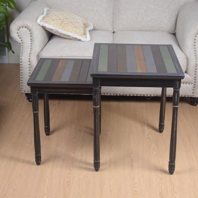 China Retro Striped Black E1 MDF Board Solid Wood Coffee Tables for sale