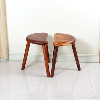China Vintage European Style High Quality Crescent Walnut Wood Stool With Lacquer for sale
