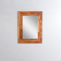 China Finger Joint Teak Wood Wall-Mounted Bevel Smart Design Glass Fancy Mirror for sale