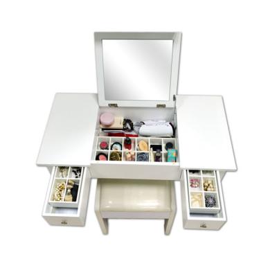 China Shipping from U.S. warehouse-Noble European Style White MDF Solid Wood Makeup Table 2 Drawers for sale