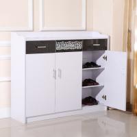 China Melamine MDF Wood Shoe Cabinet Cabinet 3 Doors 100cm Height for sale