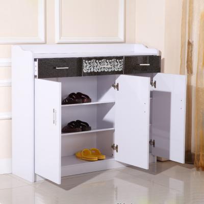 China Melamine MDF Wood Shoe Cabinet Cabinet 3 Doors 100cm Height for sale