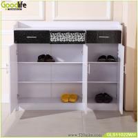 China Melamine MDF Wood Shoe Cabinet Cabinet 3 Doors 100cm Height for sale