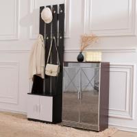 China 16 Pairs MDF Mirror Carved Shoe Cabinet 0.105m3 CBM With Double Door for sale