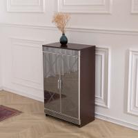 China 16 Pairs MDF Mirror Carved Shoe Cabinet 0.105m3 CBM With Double Door for sale