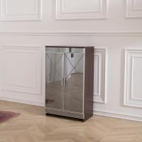China 16 Pairs MDF Mirror Carved Shoe Cabinet 0.105m3 CBM With Double Door for sale