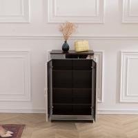 China 16 Pairs MDF Mirror Carved Shoe Cabinet 0.105m3 CBM With Double Door for sale