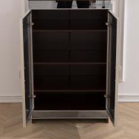 China 16 Pairs MDF Mirror Carved Shoe Cabinet 0.105m3 CBM With Double Door for sale
