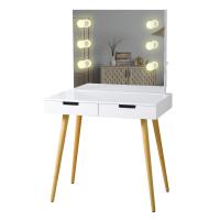 China USB Charger MDF Board Cosmetic Dressing Table 3mm Mirror With LED Light for sale