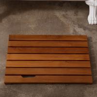 China Sustainable 1.42 Inch Teak Bathroom Mat 23.62cm Length Non Slip Solid Wood Color for sale