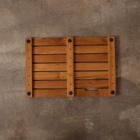 China Sustainable 1.42 Inch Teak Bathroom Mat 23.62cm Length Non Slip Solid Wood Color for sale