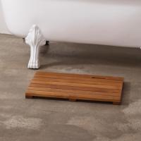 China Sustainable 1.42 Inch Teak Bathroom Mat 23.62cm Length Non Slip Solid Wood Color for sale