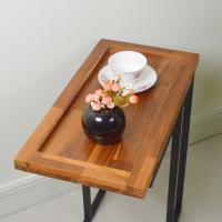 China Rectangular Coffee Side Table Teak Color H58cm With Metal Legs for sale