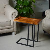 China Rectangular Coffee Side Table Teak Color H58cm With Metal Legs for sale