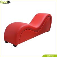 China OEM Wooden Leather Sex Couch Sponge Filled Curved 43cm Height for sale