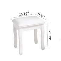 China PU Leather Padded Solid Wood Stool Painting MDF White Vanity Stool for sale