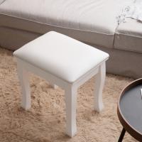 China PU Leather Padded Solid Wood Stool Painting MDF White Vanity Stool for sale