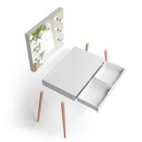 China White Wooden Makeup Vanity Table With Lighted Mirror USB Function for sale