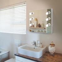 China White Wooden Makeup Vanity Table With Lighted Mirror USB Function for sale