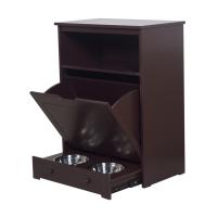 China E1 MDF Board Pet Feeder Station Cabinet 580x340x820CM With 2 Stainless Steel Basins for sale