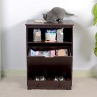 China E1 MDF Board Pet Feeder Station Cabinet 580x340x820CM With 2 Stainless Steel Basins for sale